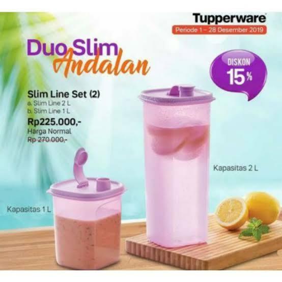 slim line set (2) ungu Tupperware 2 liter dan 1 liter set tempat wadah ...