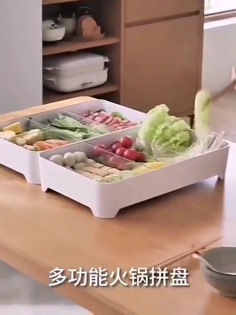 CNY Steamboat Food Tray with Detachable Grids Hotpot Food Organiser ...