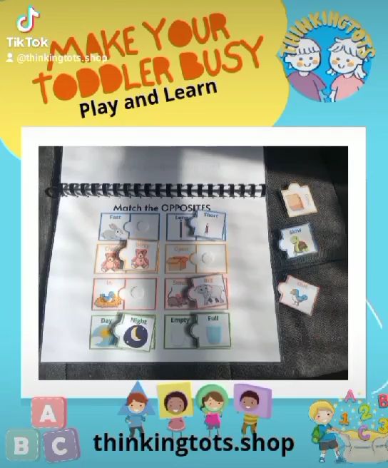 Match the Opposites Interactive Laminated With Velcro Learning Material ...