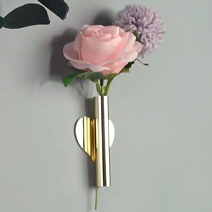 【Local Delivery】Wall Flower Device Tube Vase Creative Flower Vase ...