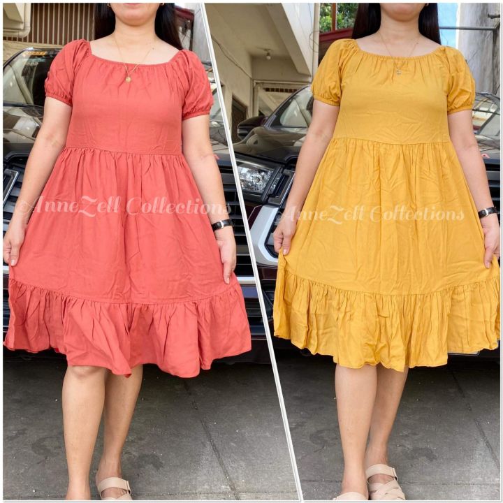 Challis Plain Square Neck Dress for Women Fit Small to Large Body Frame ...