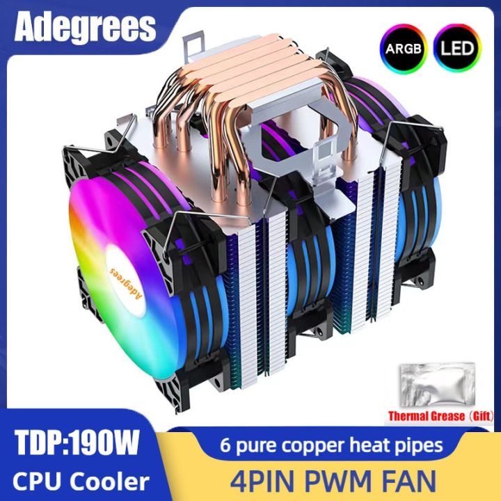 90MM ARGB CPU Cooler 6 Heatpipes 4PIN PWM PC Processor Radiator For ...