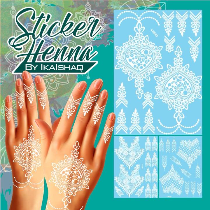 FREE DIAMOND White Henna Stickers Inai stiker putih pengantin | Lazada