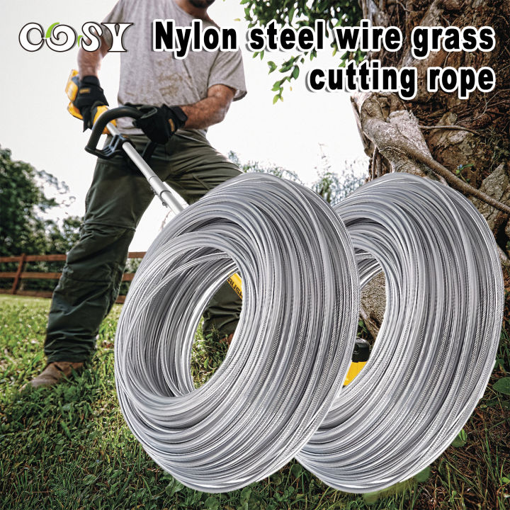 5m/10m/15m*2.4mm/2.7mm/3mm/4mm Grass Trimmer Line Nylon Wire Brush Cutter Rope Steel Grass ...