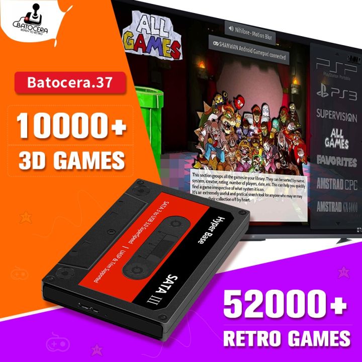 Portable External 500g Hdd Batocera Game Console With 48000 Games For