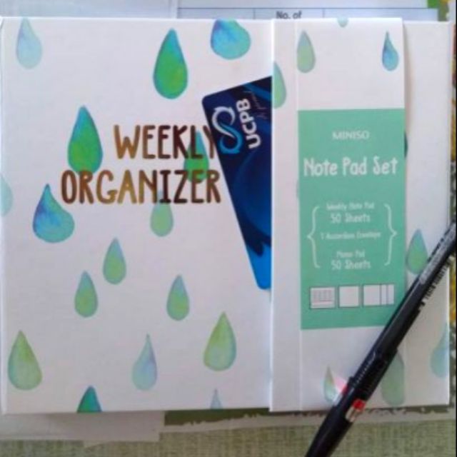 WEEKLY ORGANIZER NOTE PAD SET by Miniso GLACIER SERIES WEEKLY PLANNER ...