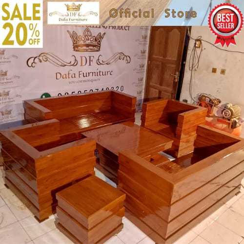kursi tamu sofa box jati minimalis modern formasi 3-2-1-1 + meja ...