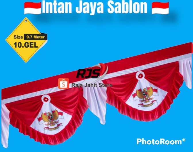 Bendera Merah Putih Background Rempel Full Abutay Pelamin 10 Gelombang/Umbul Umbul Gelombang ...