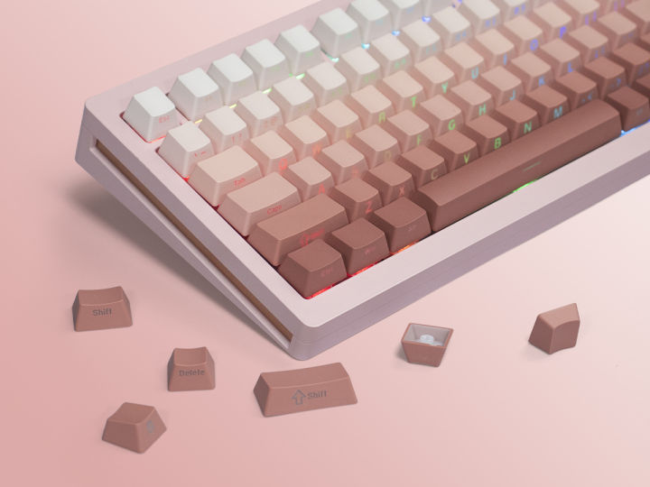 WOMIER 136 Keys Side Print Pink Gradient Shine Through Backlit Double ...