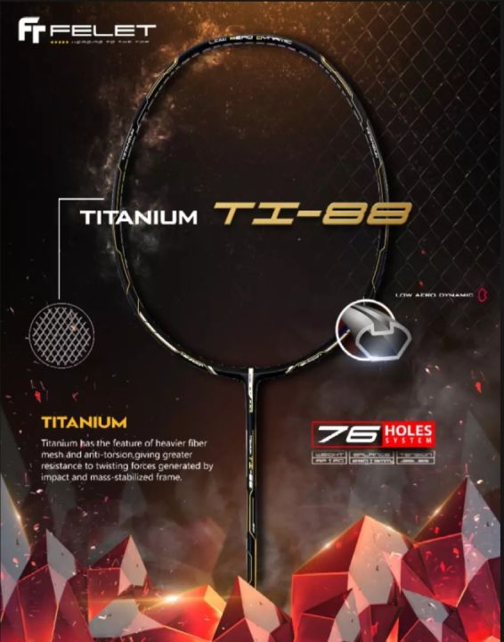 FELET Badminton Racket Woven Titanium TI-88 free string & grip | Lazada