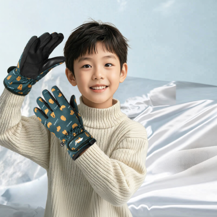 Li-Ning | Warm Windproof Thickened Cartoon Gloves for Children 7-12 ...