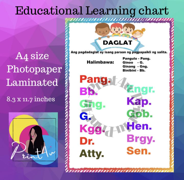 Daglat Reading materials Tagalog Laminated | Lazada PH