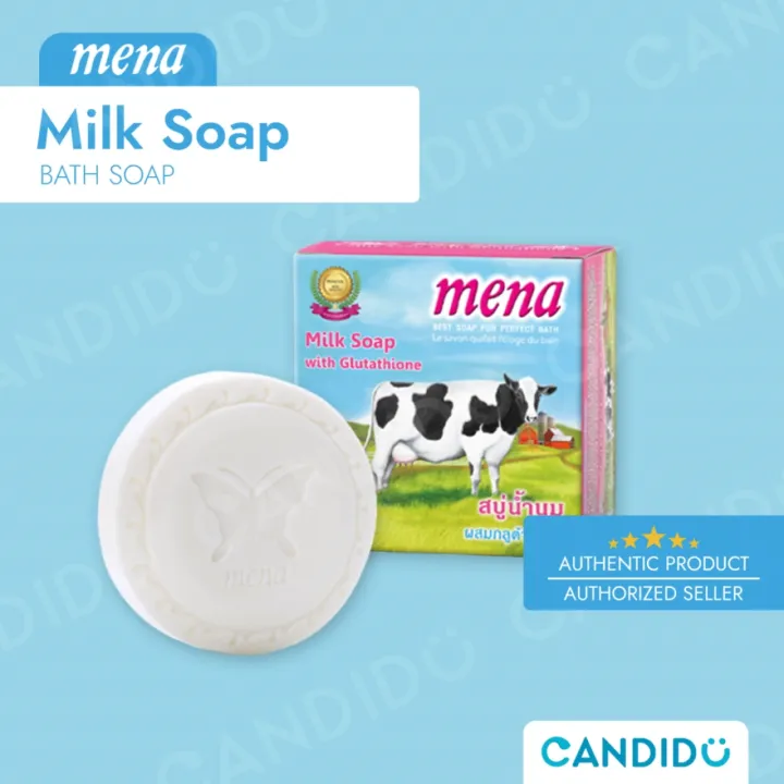 Mena Milk Soap with Glutathione Face and Body Whitening Premium 130g ...
