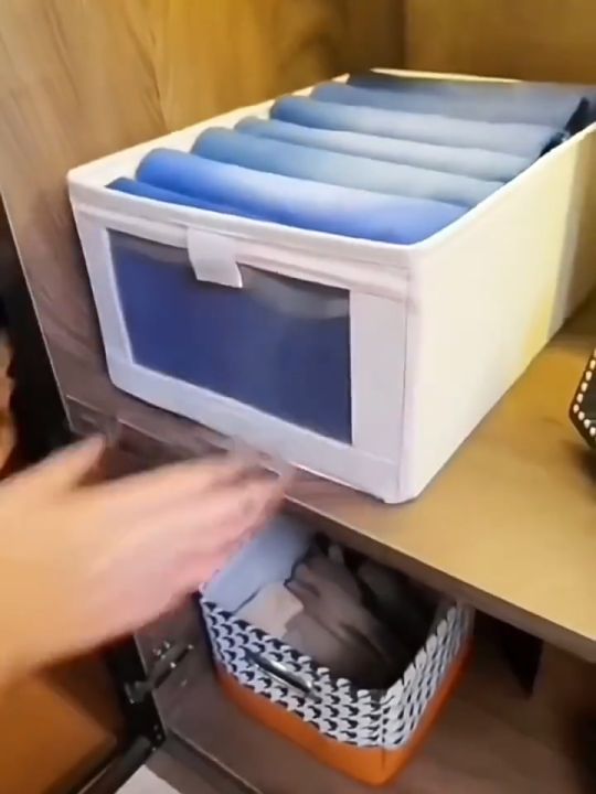 Cotton Linen Clothes storage box Household folding wardrobe Layered ...