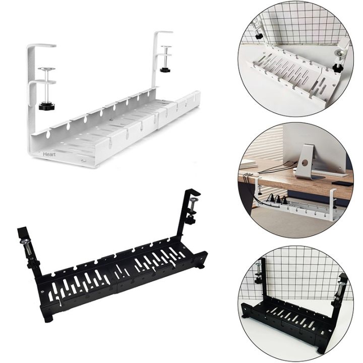 No Drilling Extendable Under Desk Cable Management Metal Wire Tray ...