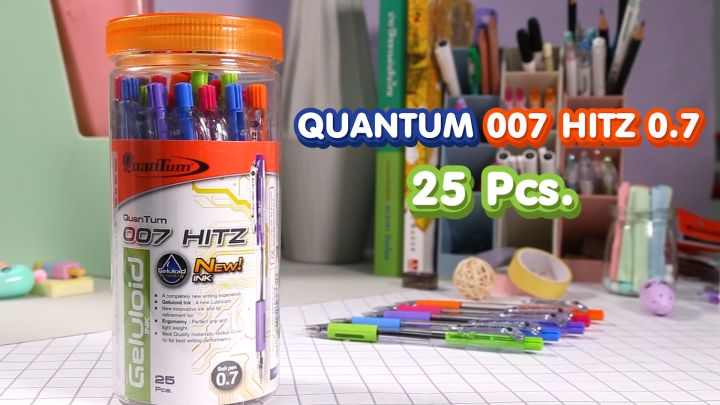 Quantum ปากกา ปากกาควอนตั้ม ปากกาลูกลื่น 007 Hitz น้ำเงิน 0.7 จำนวน 25 ด้าม | Lazada.co.th
