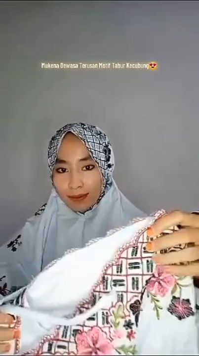 MUKENA DEWASA TERUSAN PANJANG BORDIR MOTIF TABUR BUNGA BAHAN KAIN KATUN ...
