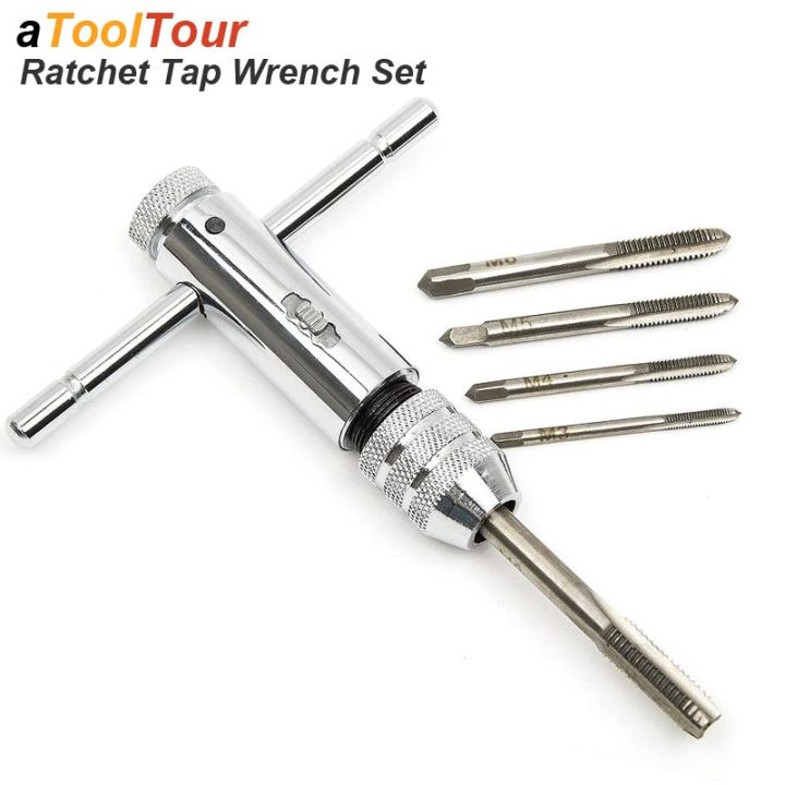 Adjustable T-Handle Ratchet Tap Reamer Hand Manual Holder Wrench M3 M4 M5 M6 M8 Metric Machine ...