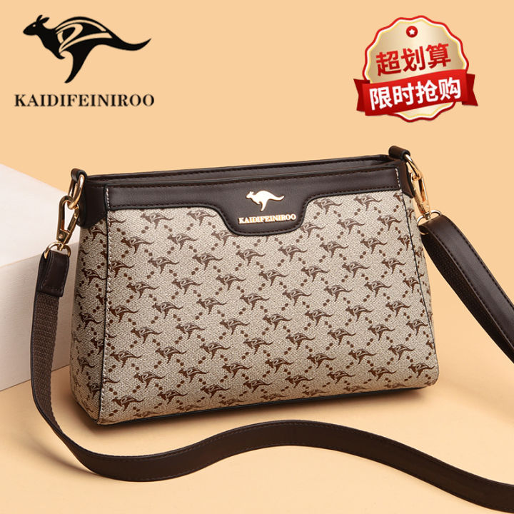 กระเป๋าสะพายหลัง KAIDIFEINIROO ชั้นบนจากหนังวัวด้วยลายเรขาคณิต กระเป๋า ...