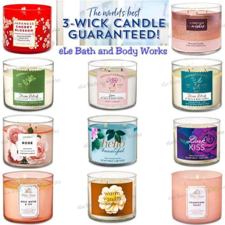 Bath and Body Works 3 Wicks Candles (no guarantee on label design) | Lazada