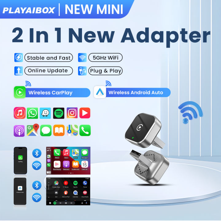 PLAYAIBOX Wireless 2IN1 CarPlay Android Auto Wireless Supermini Box ...