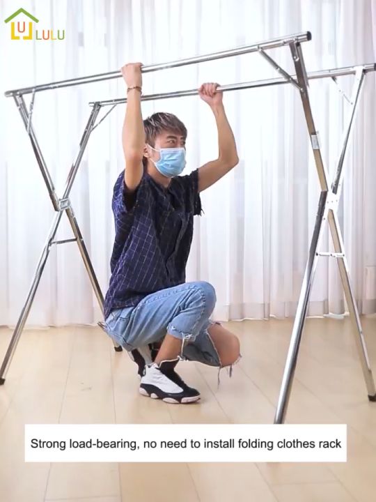 240cm Extendable Double pole Stainless Steel Telescopic Cloth Hanger ...