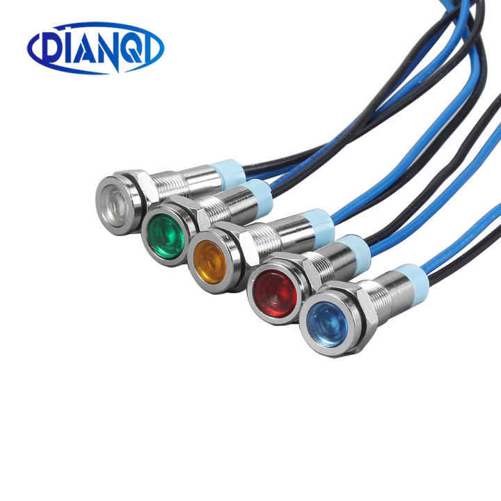 5PC 6mm Warning LED Metal Indicator Light Pilot Waterproof IP67 Signal ...