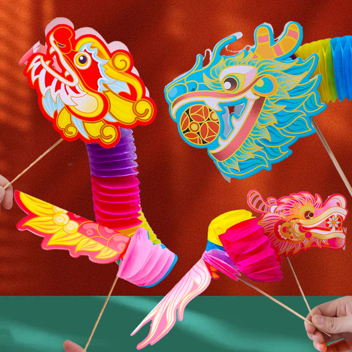 Colorful Paper Dragon Dance Handheld Traditional Chinese New Year DIY ...