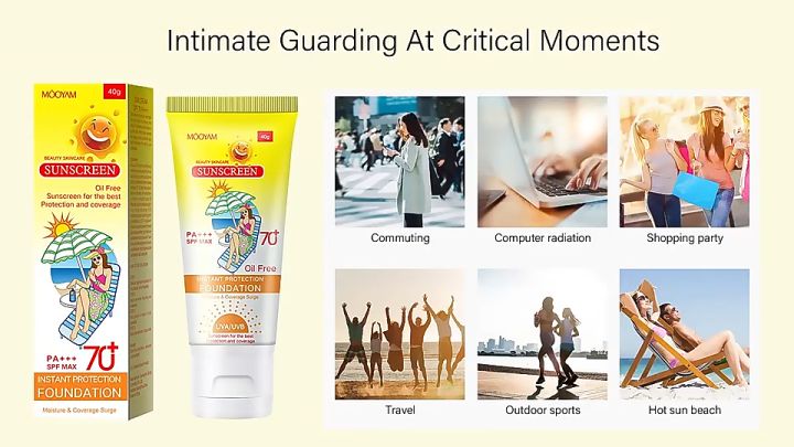 MOOYAM ครีมกันแดดธรรมชาติ SPF70 PA +++ Whitening ให้ความชุ่มชื้น UVA ...