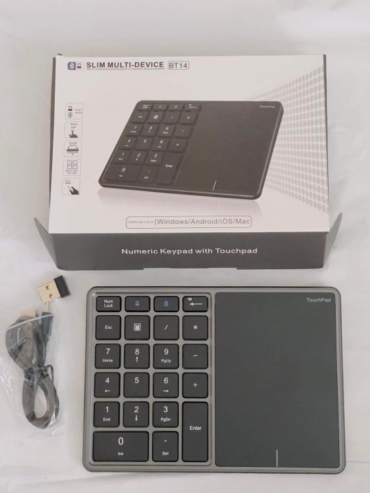 2 in 1 Wireless Number Pad Touchpad 22 Keys Wireless BT4.2 2.4G Type C Charging 500mAh Battery ...