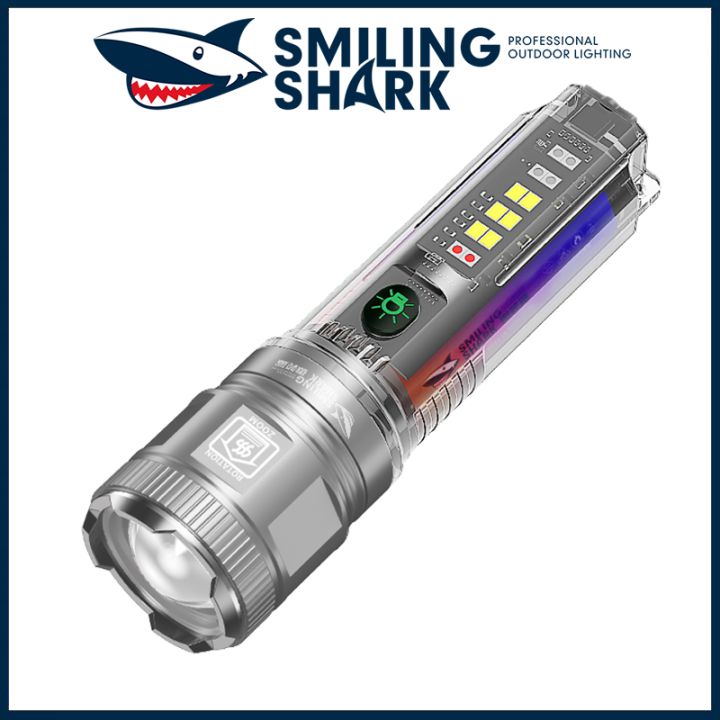 ไฟฉาย LED SD1022ปลาฉลามยิ้ม M60 USB ไฟฉายสว่างสุดชาร์จได้ซูเปอร์ไลท์ ...