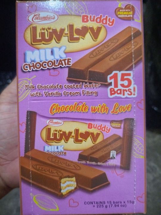 Luv Lov Buddy Milk Chocolate 15 Bars x 15g total 225g | Lazada PH