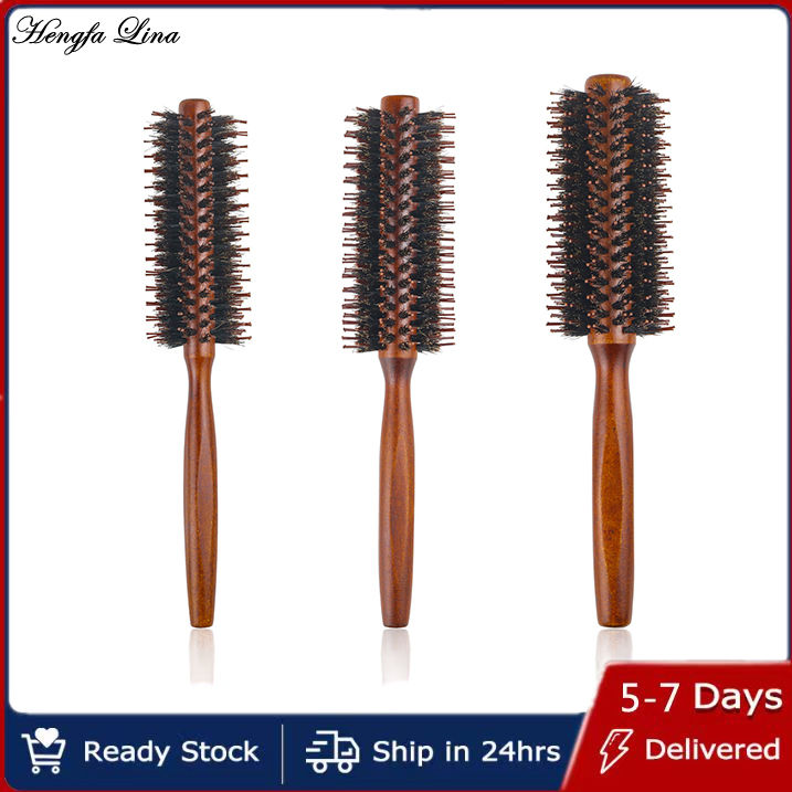 Hengfa Lina Porcine bristle solid wood curly hair comb Square handle ...