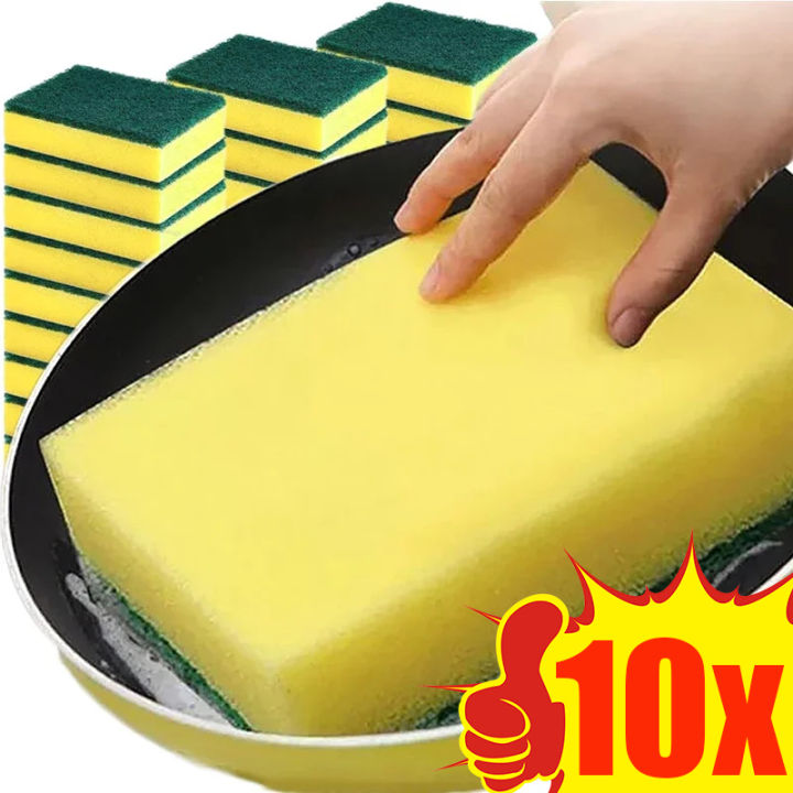 1-10pcs Thickend Sponge Wipe Magic Clean Pot Rust Stain Sponges Kitchen ...