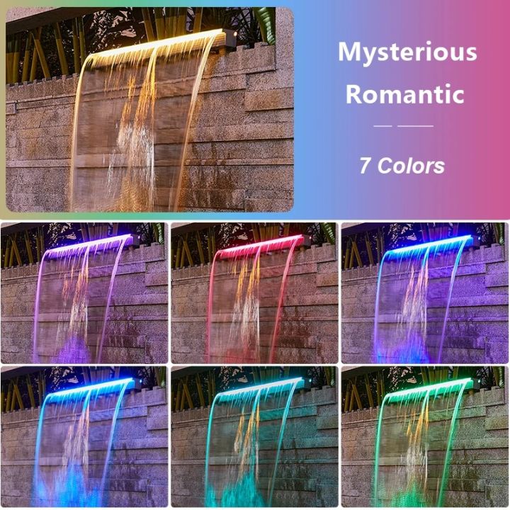 Acrylic Waterfall Lights Decor Water Curtain Wall Spout Outdoor Spa ...