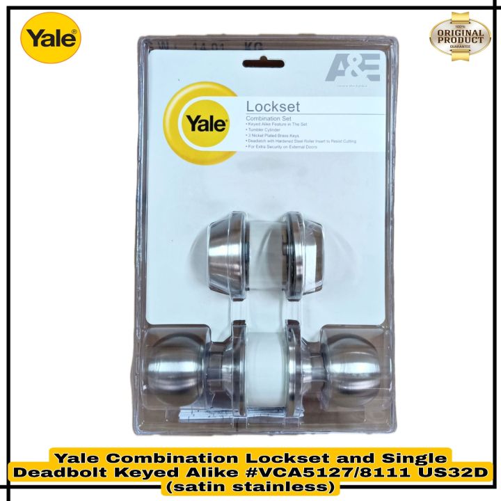 Yale Combo Pack Deadbolt And Lockset Single Cylinder VCA5127/8111 US32D ...