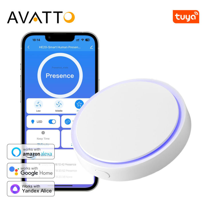 AVATTO Tuya WiFi Human Presence Sensor 24G Millimeter Wave Radar PIR ...
