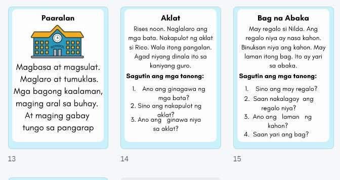 Filipino Reading with Comprehension ( 20 PAGES: FREE BOOKBIND-CTTO ...