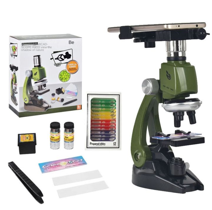 Microscope Kit Lab LED 100X-400X-1200X Biological Microscope Kids ...