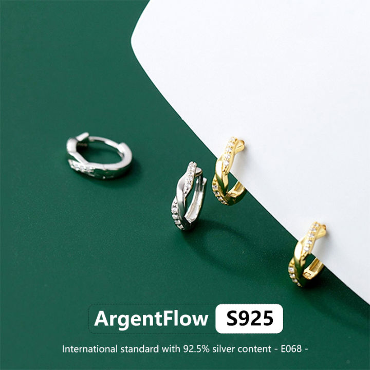 ArgentFlow 100% S925แท้แหวนเงินสเตอร์ลิงต่างหูแบบกลัดแฟชั่นแพ้ฟรีสำหรับผู้หญิงดีไซน์สไตล์เกาหลี ...