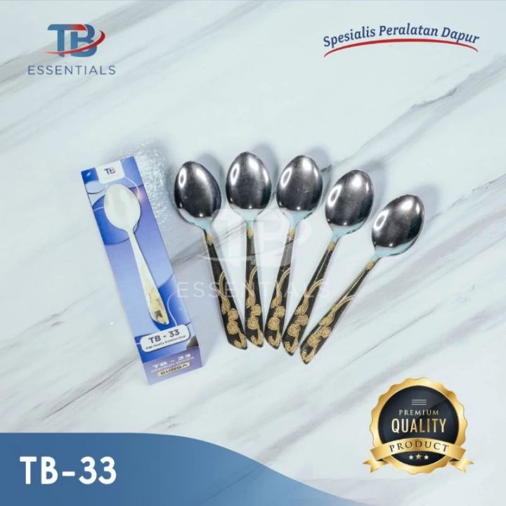 1Lusin Sendok Makan TB 33 Stainless Steel Tebal Gagang Motif Ukir ...