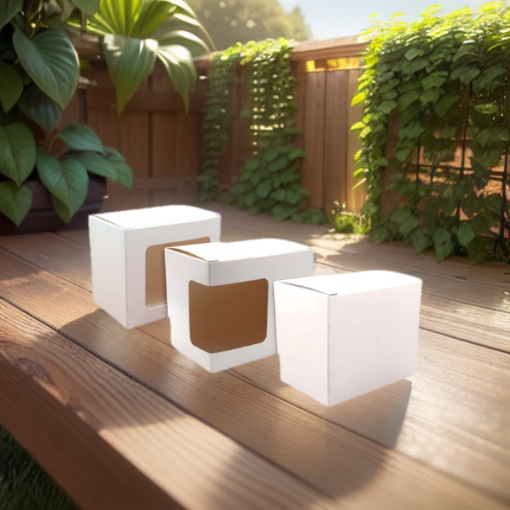 Window Mug Box Side (10/50pcs) / Center Mug Box White Gift Box Square ...
