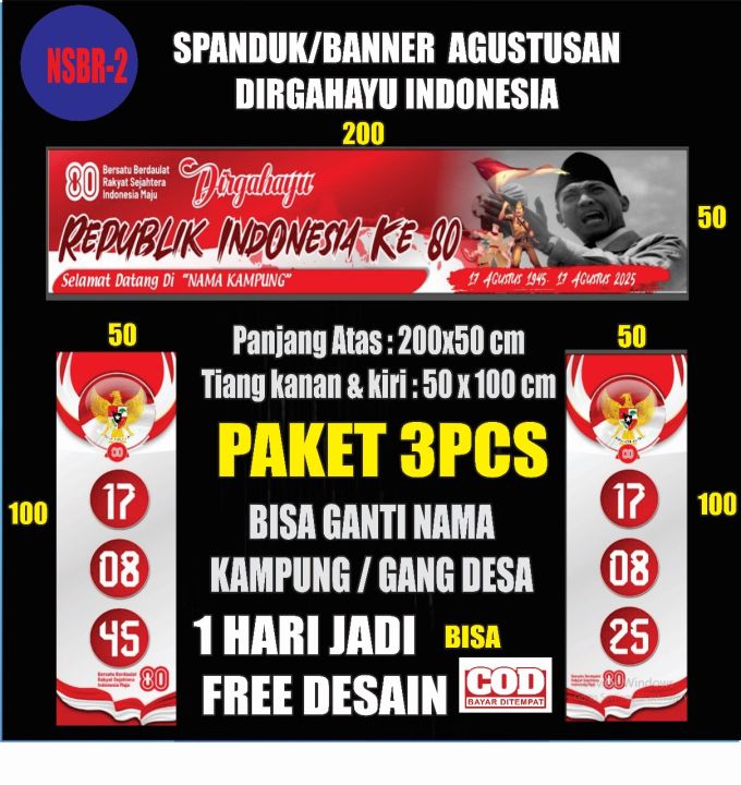 Benner / Spanduk Gapura / Spanduk 17 Agustus / Dirgahayu RI ke - 80 ...