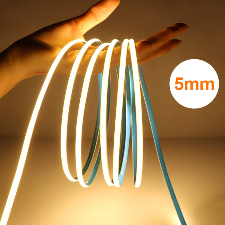 5mm Ultra Thin DC 12V COB LED Strip Light 320LEDs/M Flexible Ra90 ...