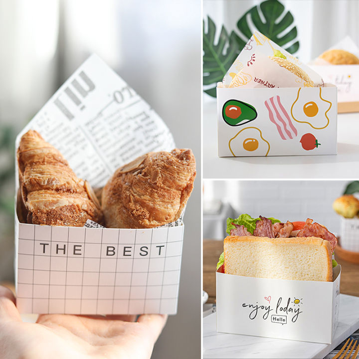 25 PCS Sandwich Box Packaging Paper Boxes Egg Drop Toast Bread ...