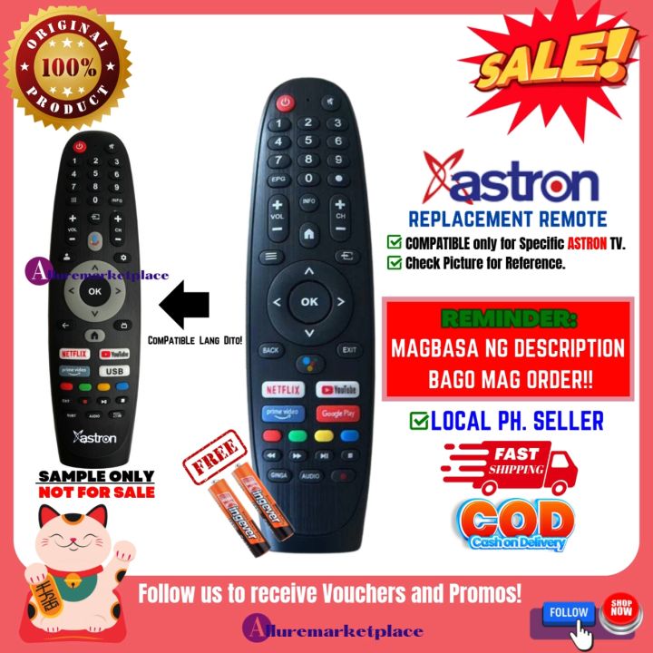ASTRON GOOGLE TV Remote Replacement Remote ASTRON TV with HEY GOOGLE ...