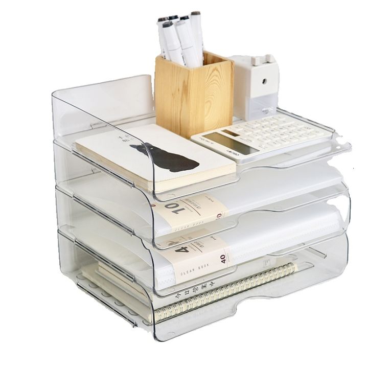 Transparent Desktop File Storage Rack Office Acrylic Drawer Organizing ...