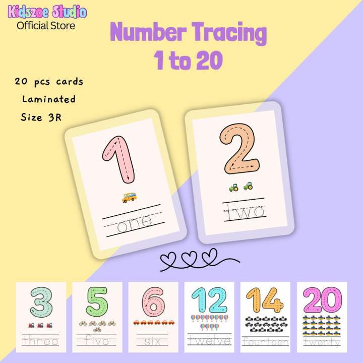 Number tracing practice writing counting educational flashcards ...