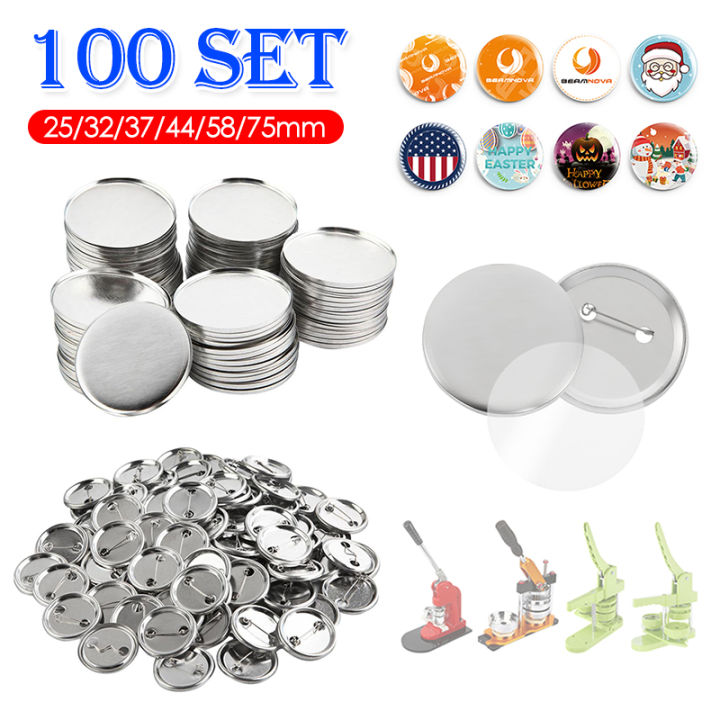 100Sets 25/32/37/44/58MM Round Badge Pin Button Maker Machine DIY ...