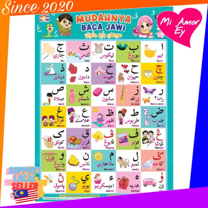 Poster Mudahnya Baca Jawi Poster Belajar Poster Ana Muslim | Lazada